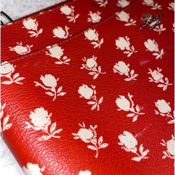 Coach | Bags | Coach Crossbody Red With White Roses | Poshmark